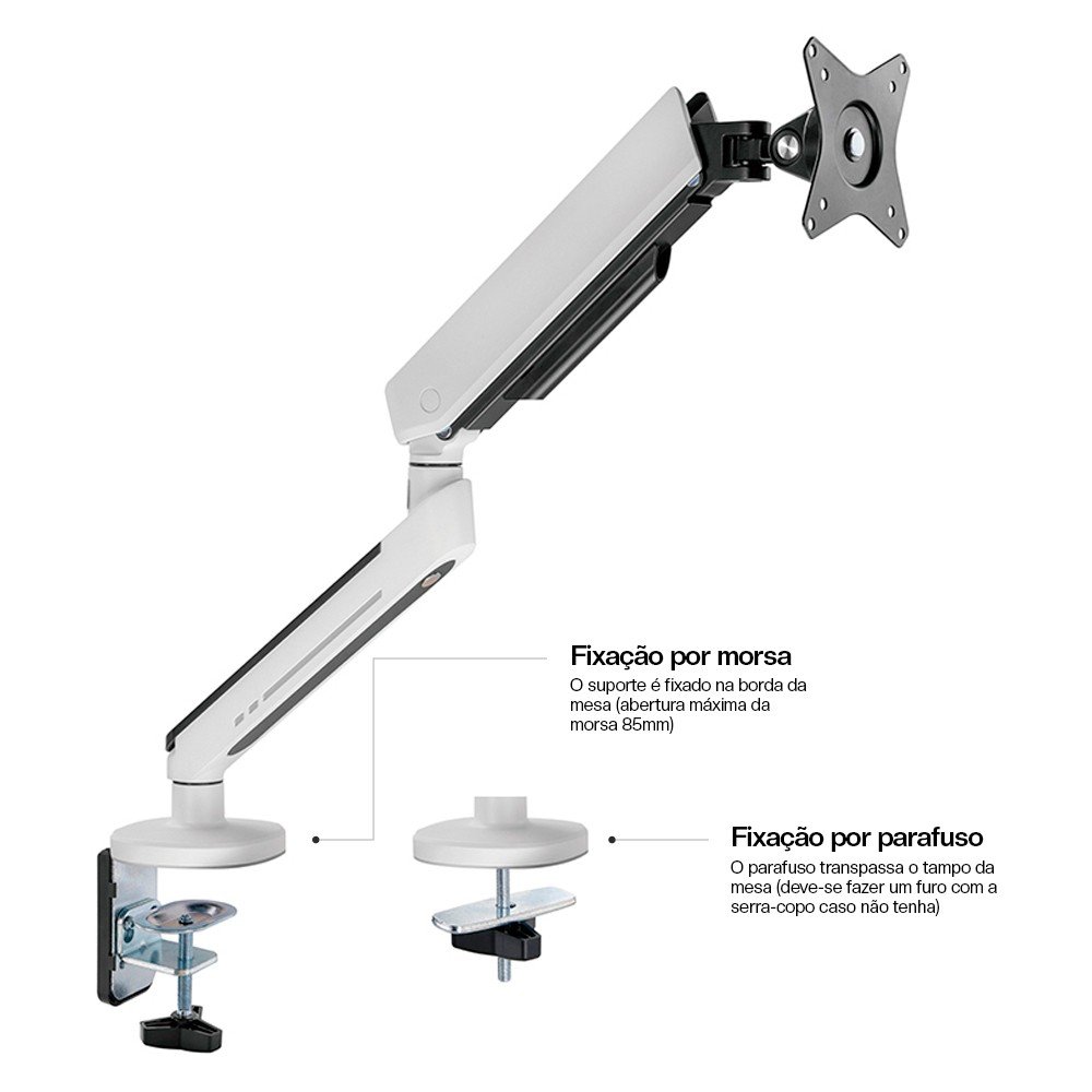 Suporte Articulado Monitor Pistão a Gás CS90RGB